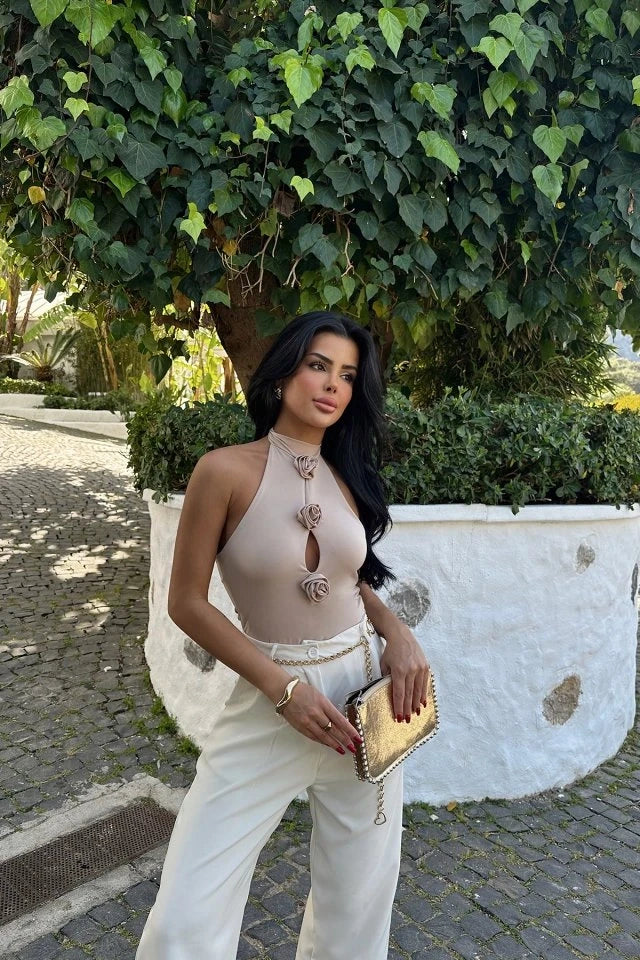 Rose Detail Tied Bodysuit – Love XO